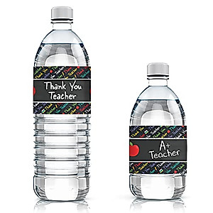 Thank You Teacher Water Bottle Labels - Teacher Appreciation - 24 Stickers