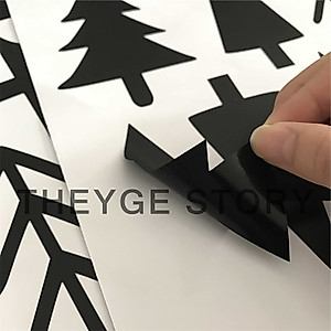 IKEYU Small Pine Tree Wall Sticker Vinyl Black Tree Wall Decal Forest Tree Wall Stickers Pine Tree Wall Decals for Kids Room Bedroom Nursery Decor, Black Trees