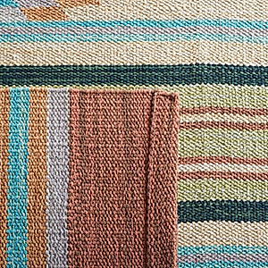 SAFAVIEH Cotton Kilim Collection Accent Rug - 4' x 6', Brown & Ivory, Handmade Southwestern Boho Tribal Cotton, Ideal for High Traffic Areas in Entryway, Living Room, Bedroom (KLC301T)