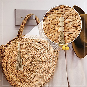 40 Sets Jute Tassels with 3 Wood Beads Natural Jute Rope Burlap Tassels for Christmas Tree DIY Craft Wood Beads Garland Project Wedding Home Party Decorations