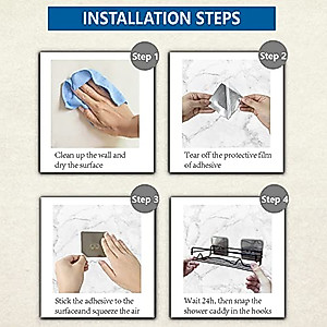 Nichemigo Adhesive Shower Caddy, Shower Shelves, Bathroom Shower Organizer for Inside Shower, No Drilling Rustproof Washroom Shower Shelf, Cat Shape Rack Wall Mounted Basket Storage, 2 Pack, Black