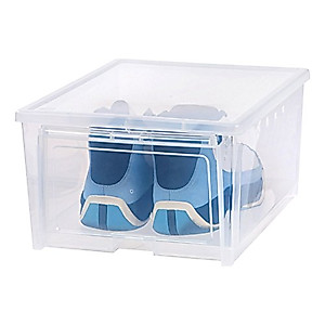 IRIS USA, Inc. IRIS Easy Access Men's Shoe Box, 4 Pack, Wide, Clear