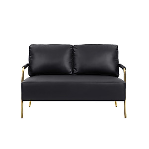 DiMorture 49.6" Loveseat Couch, Small Love Seat Sofa Couches for Living Room, Comfy 2-Seater Sofas Couch for Bedroom Living Room Apartment Office, Fast Assembly, Black