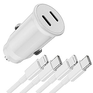iPhone Fast Car Charger with Cable, Dual Port USB C Power Delivery Car Charging Adapter Plug with 2Pack 6ft Type C to Lightning Cable Cord for iPhone 14 Pro Max/13 Pro/12 Pro/12 Mini/11/iPad