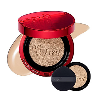Espoir Pro Tailor Be Velvet Cushion SPF34 PA++ #4 Beige 0.45oz with 0.45oz Refill | Lightweight Matte Skin Full Coverage Cushion Foundation | Flawless Finish, Long-Lasting Comfort | Korean Makeup