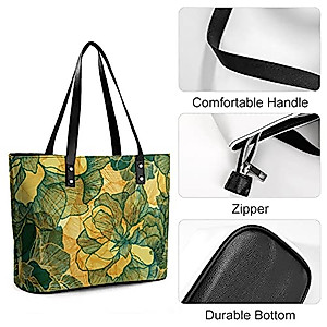 Womens Handbag Roses Leather Tote Bag Top Handle Satchel Bags For Lady