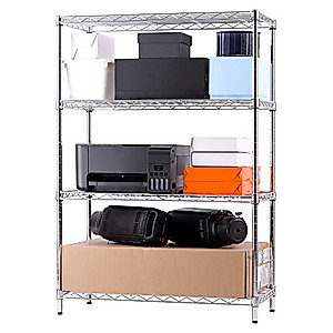 Heavy Duty Storage Shelf 4 Tier Adjustable Storage Shelf Shelving Unit-Steel with Polish Chrome (220 lbs Loading Capacity per Shelf) Free Standing Rack Organization for Laundry Bathroom Kitchen.