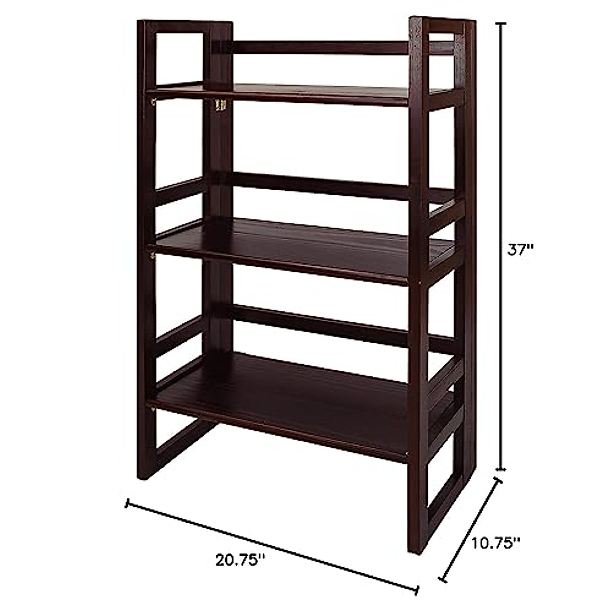 Casual Home 3-Shelf Folding Student Bookcase (20.75" Wide)-Espresso