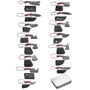 Mini Knife Set,Tiny Knife Set with Sheath,Mini Pocket Knives Keychain for Knife Collectors Gifts and Package Opener Box Cutter, Set of 15