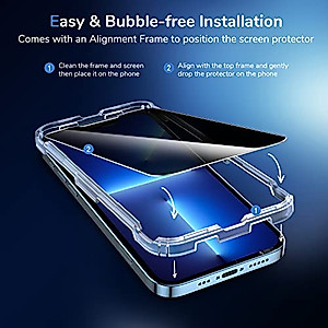 Syncwire Privacy Screen Protector for iPhone 14 Plus/13 Pro Max 6.7" [2-Pack], Anti Spy Tempered Glass Film with Auto Alignment Tool [9H Hardness, Shatterproof, Bubble Free, Sensitive Touch, Anti-Smudge]