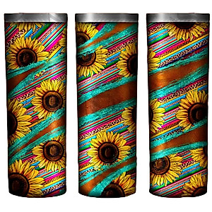 Sunflower Leopard Serape Tumbler Wrap Sublimation Transfer, Ready to Press, 20 oz Straight Tumbler, Sunflowers Transfer Tumbler Wrap