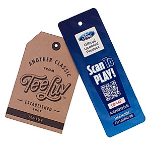 Tee Luv Men's Distressed Ford Signature Shirt, Navy Heather, S