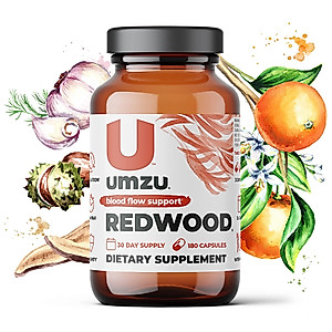 UMZU Redwood - Supports Nitric Oxide & Healthy Blood Flow - Blend of Vitamins & Herbal Extracts - Supplement with Vitamin C, Garlic & Horse Chestnut - for Well-Being - 30 Day Supply - 180 Capsules