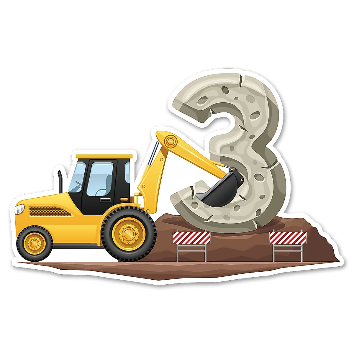 Opomzk Construction 3rd Birthday Party Invitations with Envelopes, 20 Set Construction Dump Truck Three Shaped Invitations 3 Year Old Birthday Party Invites, Double-Sided