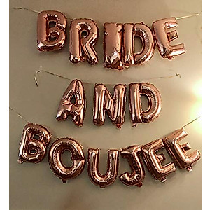 JeVenis Bride And Boujee Bachelorette Party Decor Bach Party Decorations Bride and Boujee Banner Diamond Ring Champagne Glass Balloons Champagne Bottle Balloon