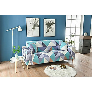 HOOBUY Printed Sofa Cover Stretch Couch Covers Sofa Slipcovers for 4 Cushion Couch with Two Free Pillow Case 07#(4 Seater/Large 3 Seater)