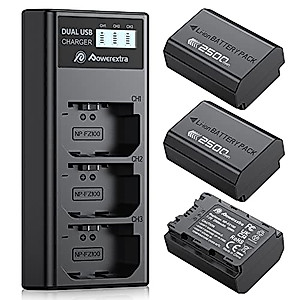 Powerextra Replace for Sony NP-FZ100 Battery and LCD Triple Charger for Firmware 2.0 Sony Alpha A7 III, A7R III, A9, Sony Alpha 9, A7R3, a6600, a7R IV, Alpha a9 II, Alpha 9R, A9R, Alpha 9S Camera