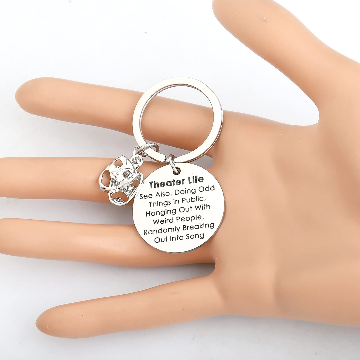 WSNANG Drama Theater Gifts Theatre Life Keychain Comedy Tragedy Mask Jewelry Broadway Musical Jewelry Drama Teacher Gift (Theater Life KC)