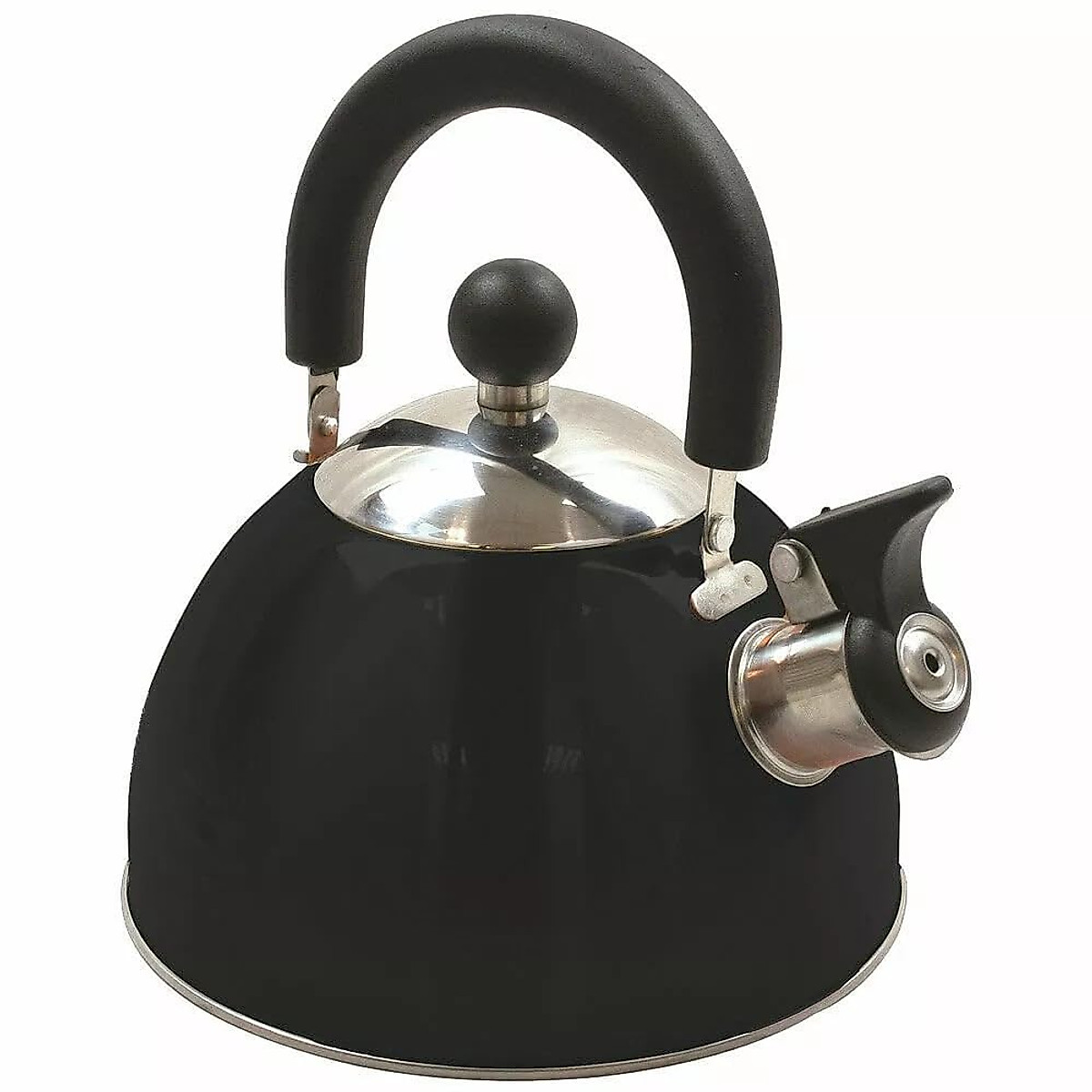Stainless Steel Whistling Tea Kettle 2.5qt, Ideal for Tea and Hot Water on Stovetop in Homes, Dorms, Apartments by Dependable Industries (Black)