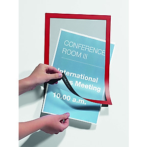 DURABLE Self-Adhesive Magnetic DURAFRAME Document Sign Holder, Letter-Size 8-1/2" x 11", Red, 2 Pack (476803)