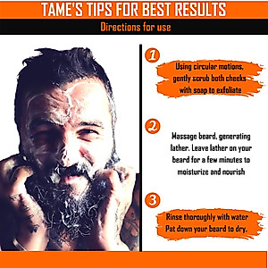 Tame the Wild Orange Walnut Beard Soap - Natural Beard Wash - Beard Shampoo & Conditioner - Mens Exfoliating Face & Body Scrub - Made of Shea Butter & Coconut Oil - 1 5oz Bar - Father's Day Gift