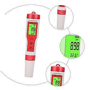 COSMEVIVI 4 Ph Pen Ec Meter Aquarium Ph Meter Ph and Meter Digital Water Quality Tester Ec Water Test Water Quality Monitor Digital Ph Tester Water Table Digital Water Ph Tester Red PVC