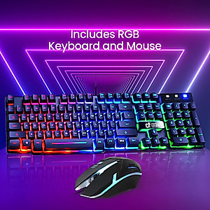 HP ProDesk Desktop RGB Computer PC Intel i5-6th Gen. Quad-Core Processor 8GB DDR4 Ram 512GB SSD, 22 Inch Monitor, Gaming Keyboard and Mouse, Speakers, Built-in WiFi, Win 10 Pro (Renewed)