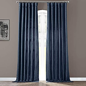 HPD Half Price Drapes Italian Faux Linen Curtains for Bedroom 50 X 108 (1 Panel), FLCH-FM20103-108, Sergeants Blue