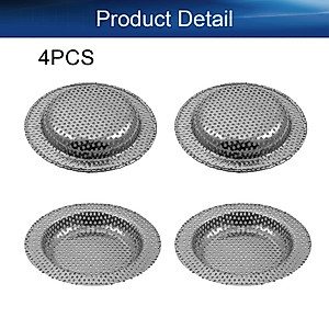 Yinpecly 110x80mm Dia Kitchen Sink Strainer Stainless Steel Mesh Drain Stopper, Perfect for Kitchen Sink, Bathroom Bathtub, Floor Drain, Balcony Drain Hole, All-Hole 4Pcs