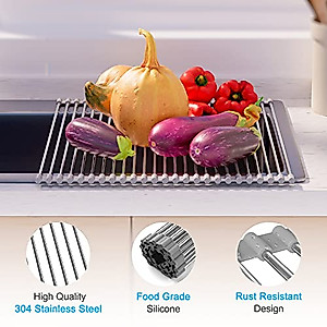 EMBATHER Roll Up Dish Drying Rack Over The Sink, Dish Drying Rack for Kitchen Counter