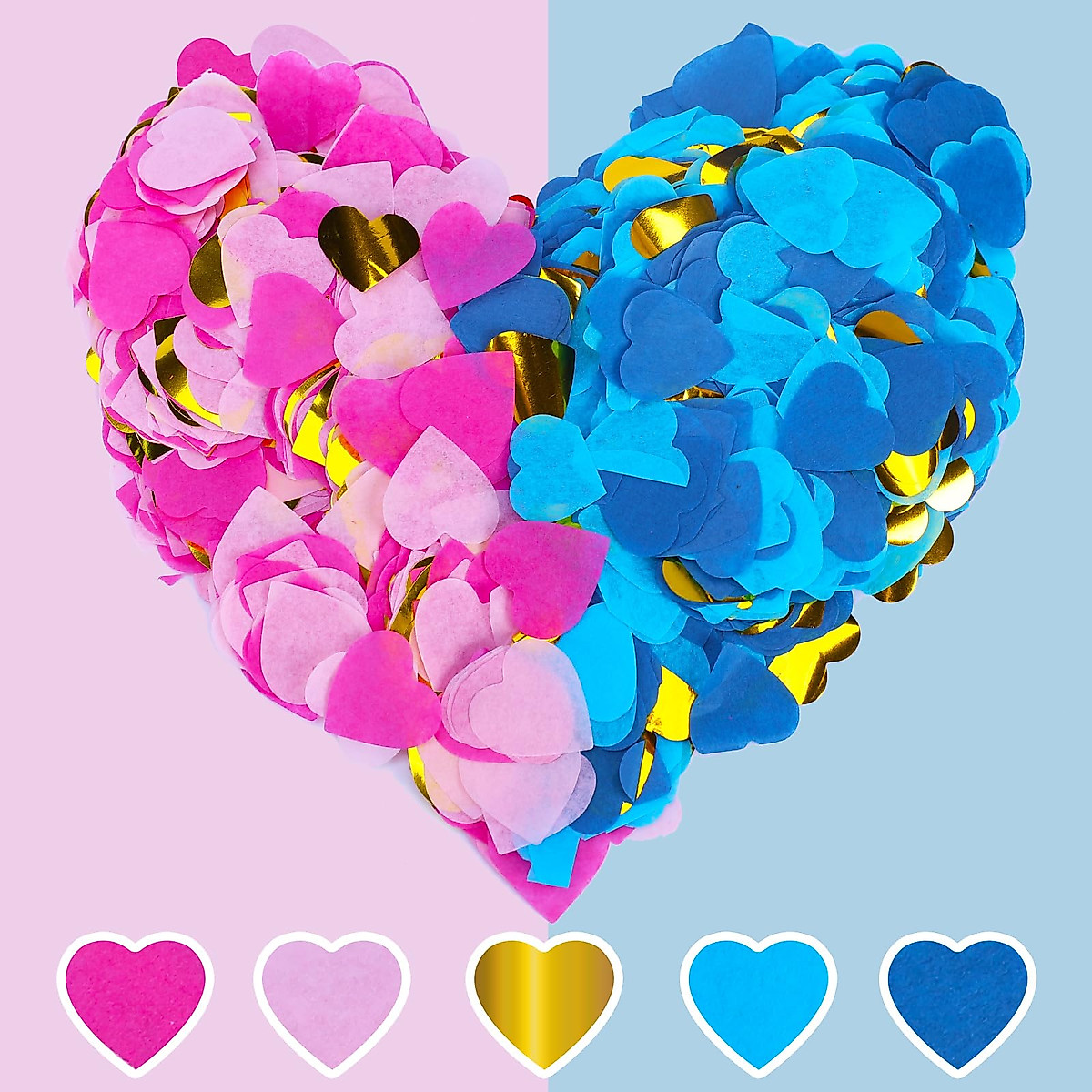 BLOOMWIN 2pcs Black Gender Reveal Balloons 36“ with Heart Confetti, Baby Boy and Girl Large Foil Balloons, Boy or Girl Gender Reveal Decorations Kit Baby Shower Pink and Blue