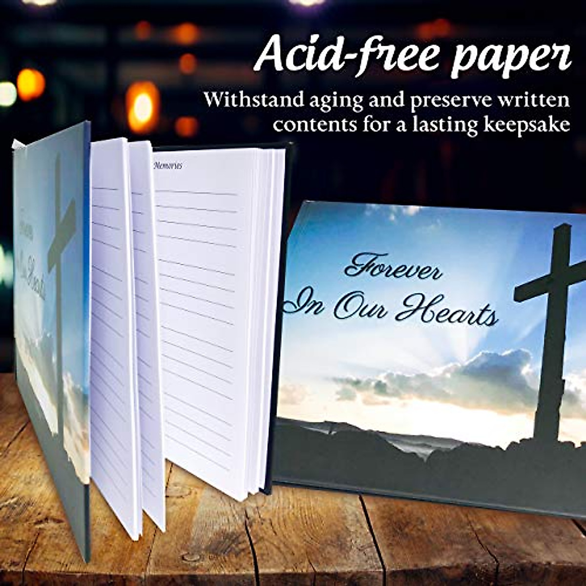 Funeral Guest Book | Memorial Guest Book | Guest Book for Funeral Hardcover | Guestbook for Sign in, Celebration of Life Memorial Service | Funeral Guest Sign Book with Memory Table Card Sign Included