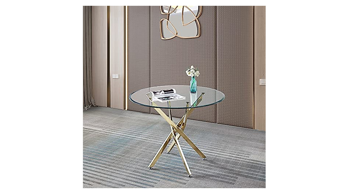 36" Round Glass Dining Table for Small Spaces