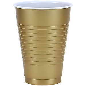 Gold Solid Color Plastic Party Cup (12 Oz.) 20 Count - Premium Quality and Durable, Perfect for Any Celebration