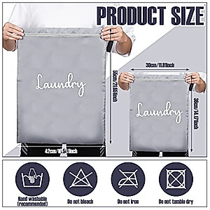 4 Pack Travel Laundry Bag Waterproof Wet Dirty Bag Machine Washable Clothes Organizer Bag Washing Travel Accessories for Packing Storage Hamper Basket, 12 x 14 Inch, 17 x 22 Inch, Gray, Black