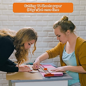 Paper Cutter 12 Inch Titanium Paper Trimmer Scrapbooking Tool with Automatic Security Safeguard and Side Ruler for A4, Craft Paper, Label, Photo and Cardstock (Pink)