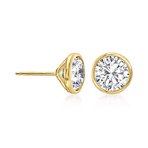 Ross-Simons 2.00 ct. t.w. Bezel-Set CZ Stud Earrings in 14kt Yellow Gold