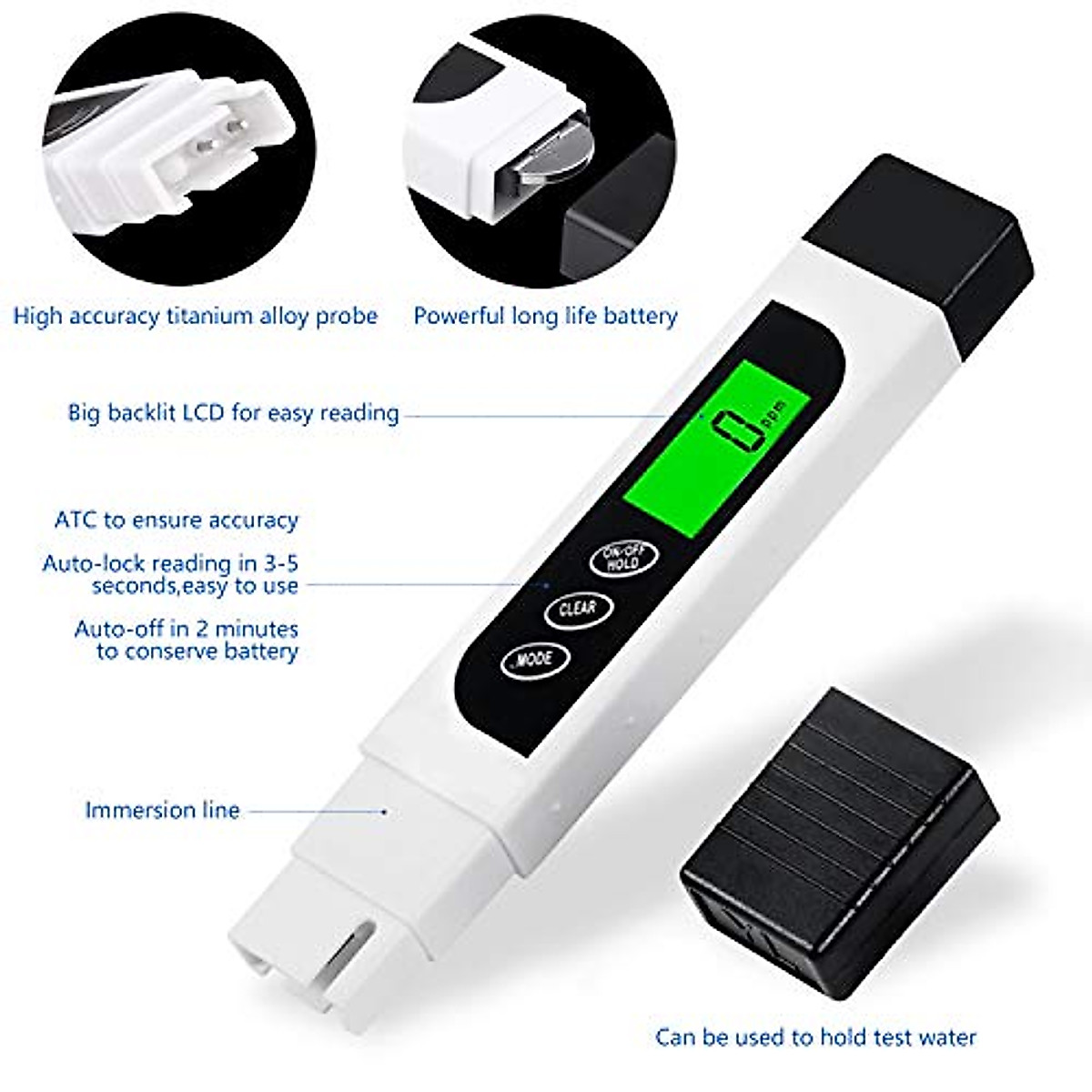 TDS Meter Digital Water Tester, KINCREA 3-in-1 TDS, EC & Temperature Meter with Case, 0-9999 ppm, Professional Water Quality Tester for Drinking Water, Aquarium and More JR021