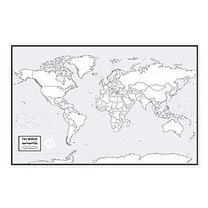 Large Blank World Outline Map Poster, Laminated, 36” x 24” | Great Blank Wall Map for Classroom or Home Study | Free Dry Erase Marker Included | Includes Detailed Laminated Answer Sheet | Learn Fast!