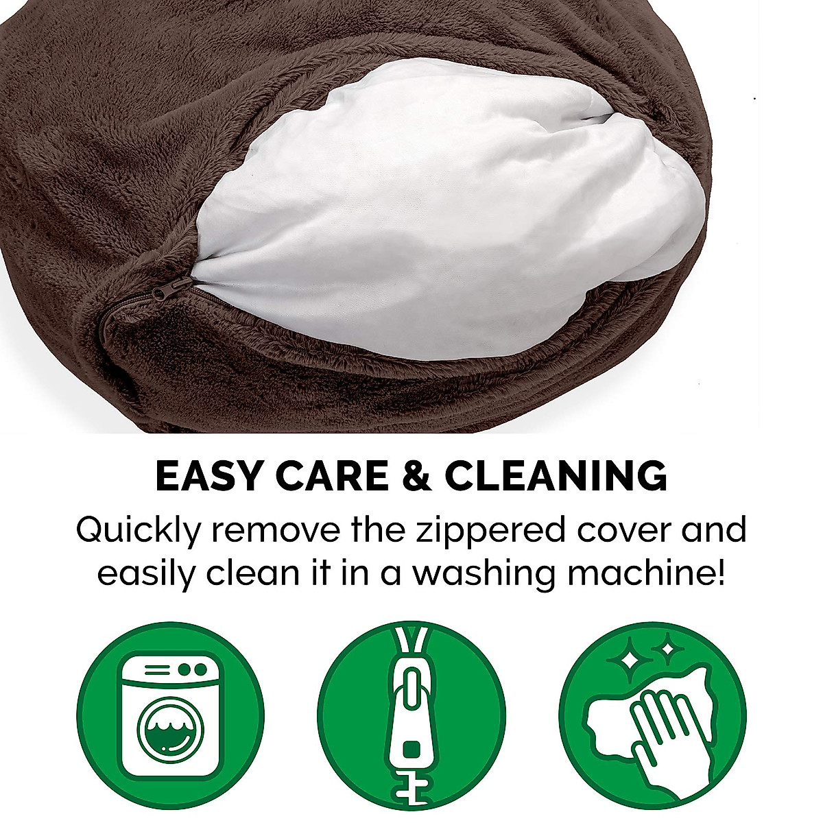 Furhaven Soft & Cozy Dog Bed for Large Dogs, Refillable w/ Removable Washable Cover & Liner, For Dogs Up to 95 lbs - Plush Faux Fur Bean Bag Style Ball Bed - Espresso, XL/Jumbo