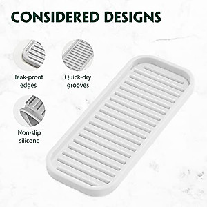 KITEXPERT Silicone Sponge Holder for Kitchen Sink - Soap Tray for Kitchen Counter & Bathroom - Kitchen Versatile Organizer Tray for Sink, Makeup and More (Grey)