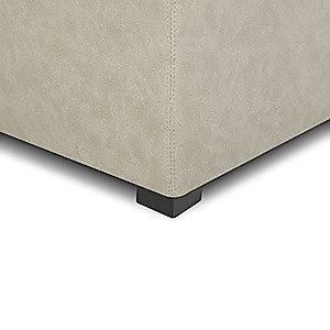 CHITA Storage Ottoman Cube with Tray,Footrest Stool Seat Serve as Side Table, PU Leather in Stone Gray