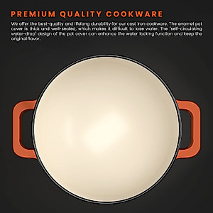 WIN4HOME 6-Quart Enamel Dutch Oven - Non-Stick Cast Iron Pot with Lid for Braising, Stewing, Boiling, Bread Baking - Heat Safe up to 500°F - Multiple Colors Available