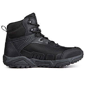 FREE SOLDIER Men's Waterproof Hiking Boots Lightweight Work Boots Military Tactical Boots Durable Combat Boots(Black 9w)