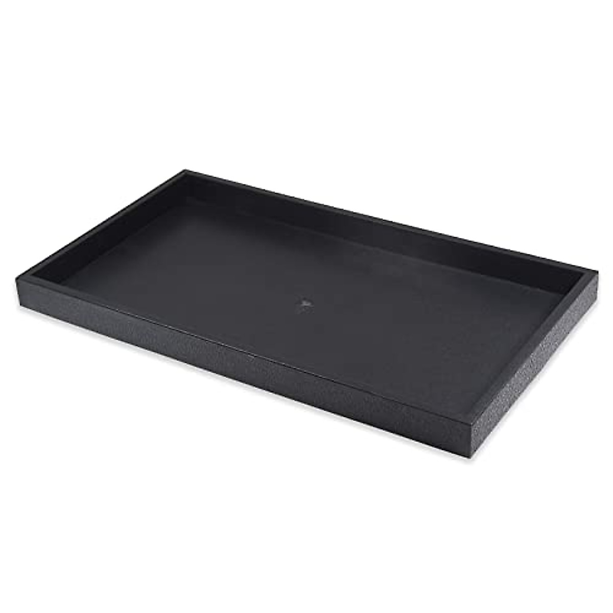 CuteBox Company Black Plastic Tray (14.75” x 8.25” x 1”) with 10 Rectangle Compartment White Flocked Tray Insert for Jewelry Storage, Organization, Merchandise, Display