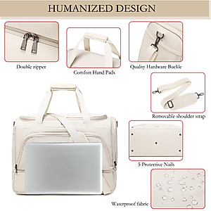 Makukke Weekender Overnight Bag for Women, Large Travel Carry on Duffle Bag with Shoe Compartment & Toiletry Bag, Sports Tote Gym Bag, Beige Weekender Bag