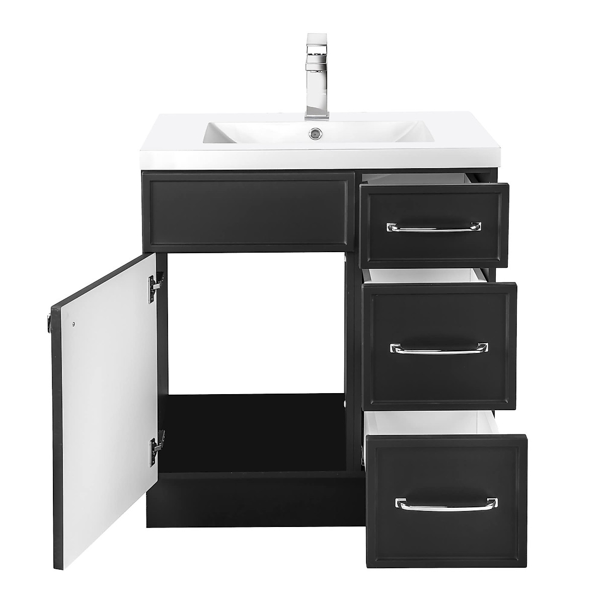 Cutler Kitchen and Bath Manhattan 30" Wood/Marble Bathroom Vanity - White