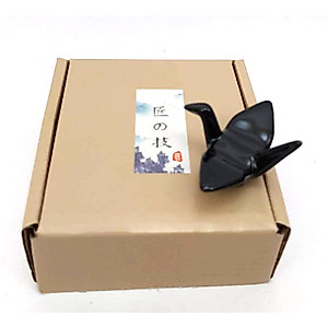 JapanBargain, Porcelain Chopstick Rest, Origami Crane Shape, Set of 4 (Black)