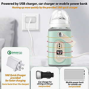 Cozytots Portable Bottle Warmer Travel for Baby Bottle Warmer for Breastmilk In Car Heaters Drink Warm Milk Thermostat Bag