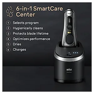 Braun Series 9 PRO+ Electric Razor for Men, 5 Pro Shave Elements & Precision Long Hair Trimmer, 6in1 SmartCare Center, Wet & Dry Electric Razor for Smooth Skin with 60min Battery Runtime, 9567cc